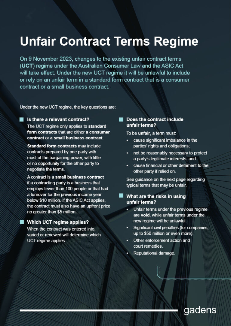 Our Top 10 Unfair Contract Terms (infographic) | Gadens